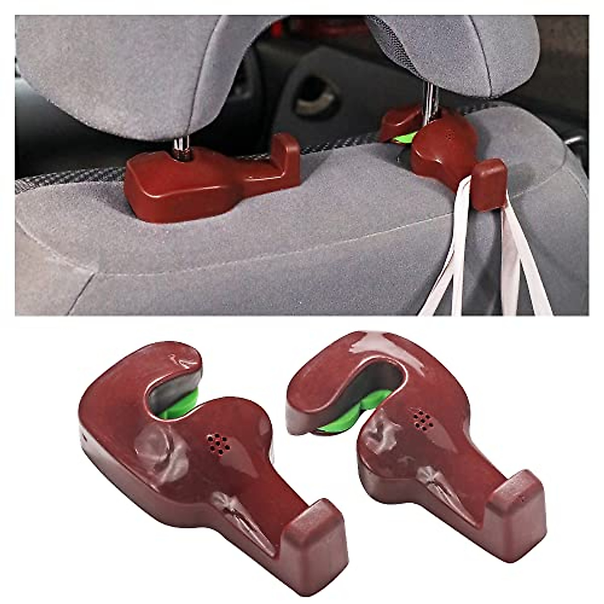 VARGTR 2 Pack Car Vehicle Back Seat Headrest Hanger Holder Hook,New Styles Car Hooks,Universal Purse Holder Car Seat Back Storage Organizer Hanger Hook,car headrest Hook (Brown)