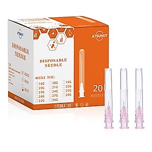 34Ga 0.15Inch Disposable Injection Needle with Cap for Animal, Pet, Poultry and Industrial Dispensing Needl Accessories 20pcs