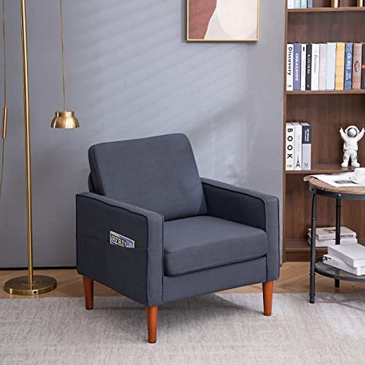 Gray Guest Chair, Office Reception Lobby Sofa Waiting Room Side Office Chair Linen Solid Wood Legs Reception Chairs for Waiting Room Office Home and Meeting Conference 31.5" L x 29.92" W x 33.46" H