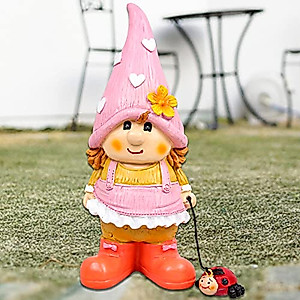 nezababy 2PCS Funny Garden Gnome Outdoor Decoration Statue Naughty Couple Sculpture Decor for Indoor Lawn Yard Patio Ornaments Resin (Gnome Girl)