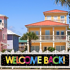 INNORU Large Welcome Back Backdrop Banner, Farewell Party Lawn Sign Banner, Welcome Back Yard Garden Banner, Retirement Party Indoor Outdoor Decor Supplies 9.8 * 1.6ft