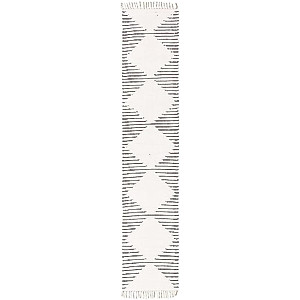 Unique Loom Chindi Cotton Collection Area Rug - Briah (2' 7" x 13' 1" Runner, White/ Black)