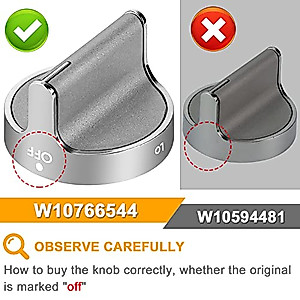 AMI PARTS W10766544 Burner Control Knobs Replacement for Whirlpool GE Stove Knobs 10430807 W10676228 4248219 AP5958476 PS10067059 EAP10067059 (5 Pack)