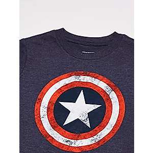Marvel Boys' Toddler Captain America T-Shirt, Navy Heather, 5T