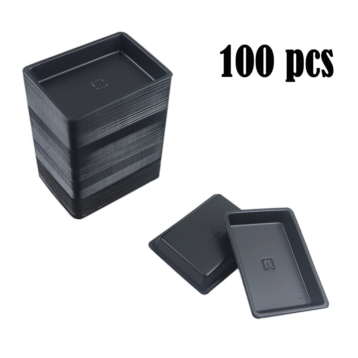 100 pcs Mini 2.95"x2.16" Dipping Sauce Dishes, Plastic Disposable Rectangular Black Soy Sauce Plate Set, Condiment Serving tray, Seasoning Platter, Appetizer Bowel -for Sushi Mustard Vinegar Soy BBQ