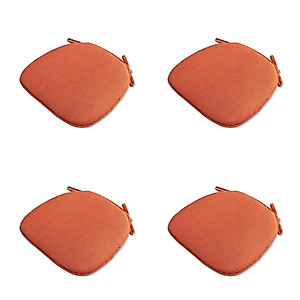U Shaped Chair Cushion Cover with Ties for Dining Chair Pad Set of 4 Linen Thick Non Slip Seat Cushion for Kitchen Living Room Office Chair Decor Machine Washable 17"x 16" (Orange, 4)