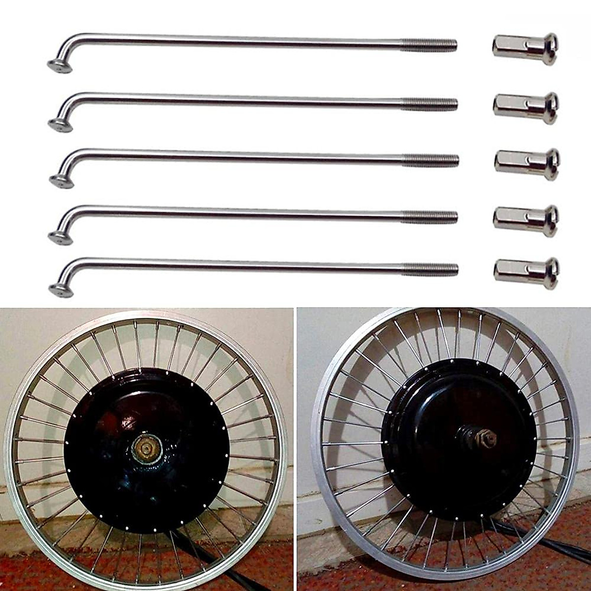 QIYUANMENGYI Bicycle Spokes Bicycle Spokes with Nipples 36Pcs 12G 60-305mm Electric Bicycle E-Bike Wheel Tire Steel Spokes Bike Parts Cycling Accessories (Color : 80mm)