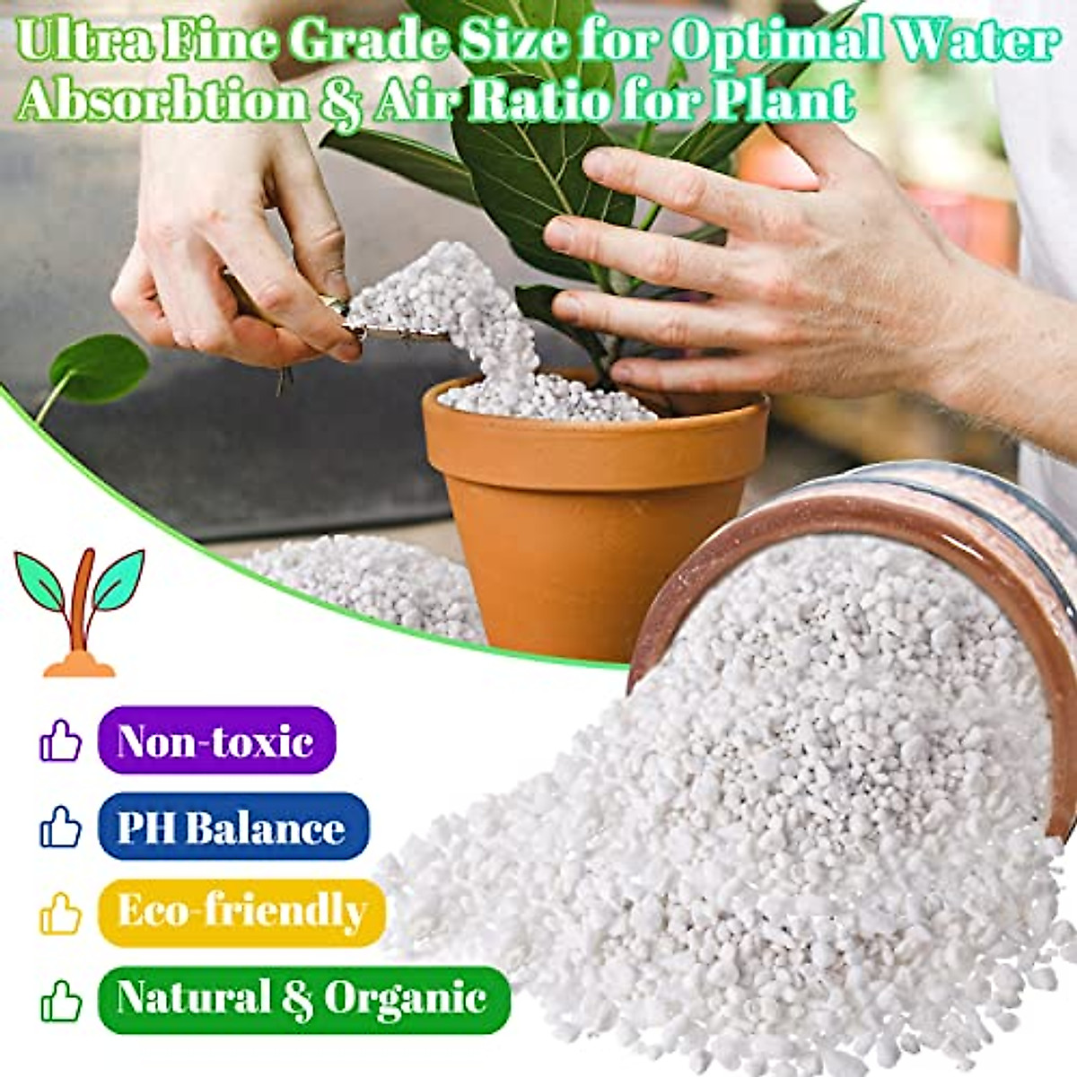 Legigo 8 Quarts Organic Horticultural Perlite for Plants Indoor- Natural Horticultural Soil Additive Conditioner Mix for Improves Drainage, Ventilation and Root Growth