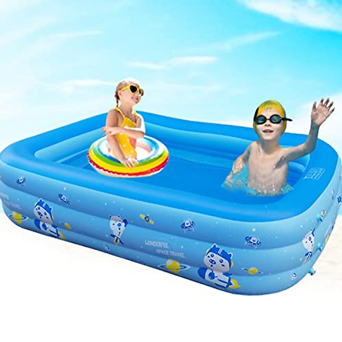 Inflatable Swimming Pool, Full Sized Thickened Blow Up Inflatable Pool for Kids and Adults, Toddlers, Outdoor, Garden, Backyard, 118.11x68.90x21.65inch