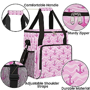 cfpolar Coffee Maker Carrying Bag Pink Anchor Travel Coffee Machine Bag Carrying Organizer Case Portable Single Serve Coffee Brewer Tote Bag Storage Bag for Camping Picnic