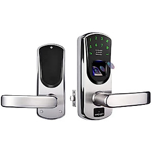 WeJupit V8 Fingerprint Keyless Entry Smart Door Lock Stainless Steel Touchscreen with Electronic Keypads, Spare Key, Two-Factor Authentication, Biometric Digital Auto-Lock, Right Handle Only