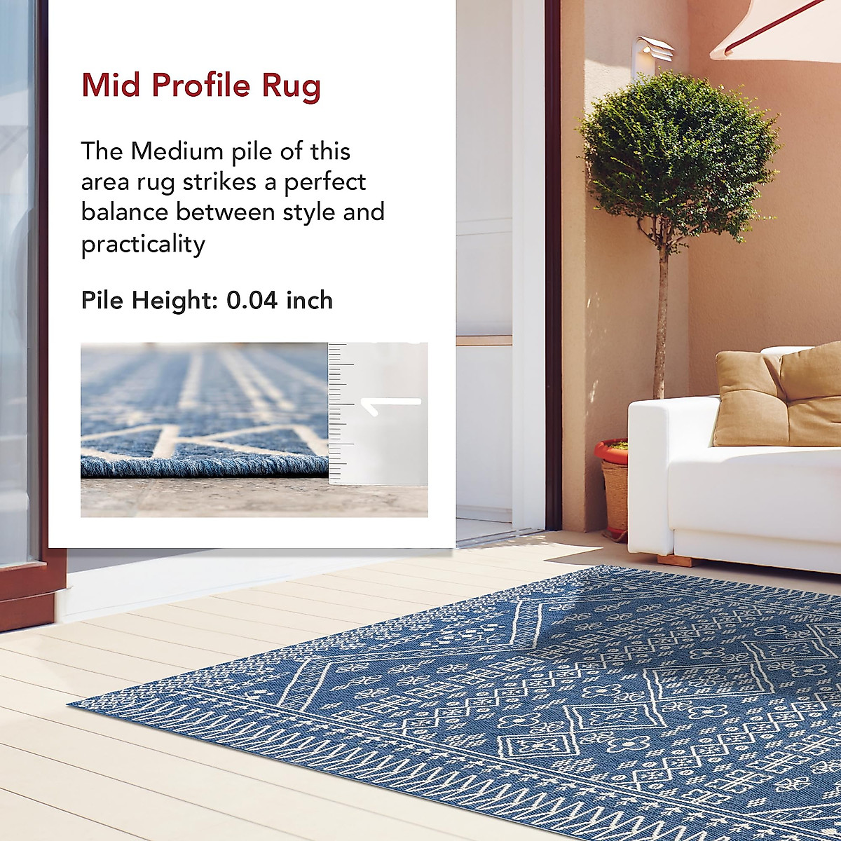nuLOOM Kandace Tribal Indoor/Outdoor Area Rug, 5x8, Blue