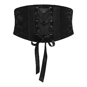 BlackButterfly 5.5 Wide Corset Waspie Elastic Lace Belt (Black, US 2-4)
