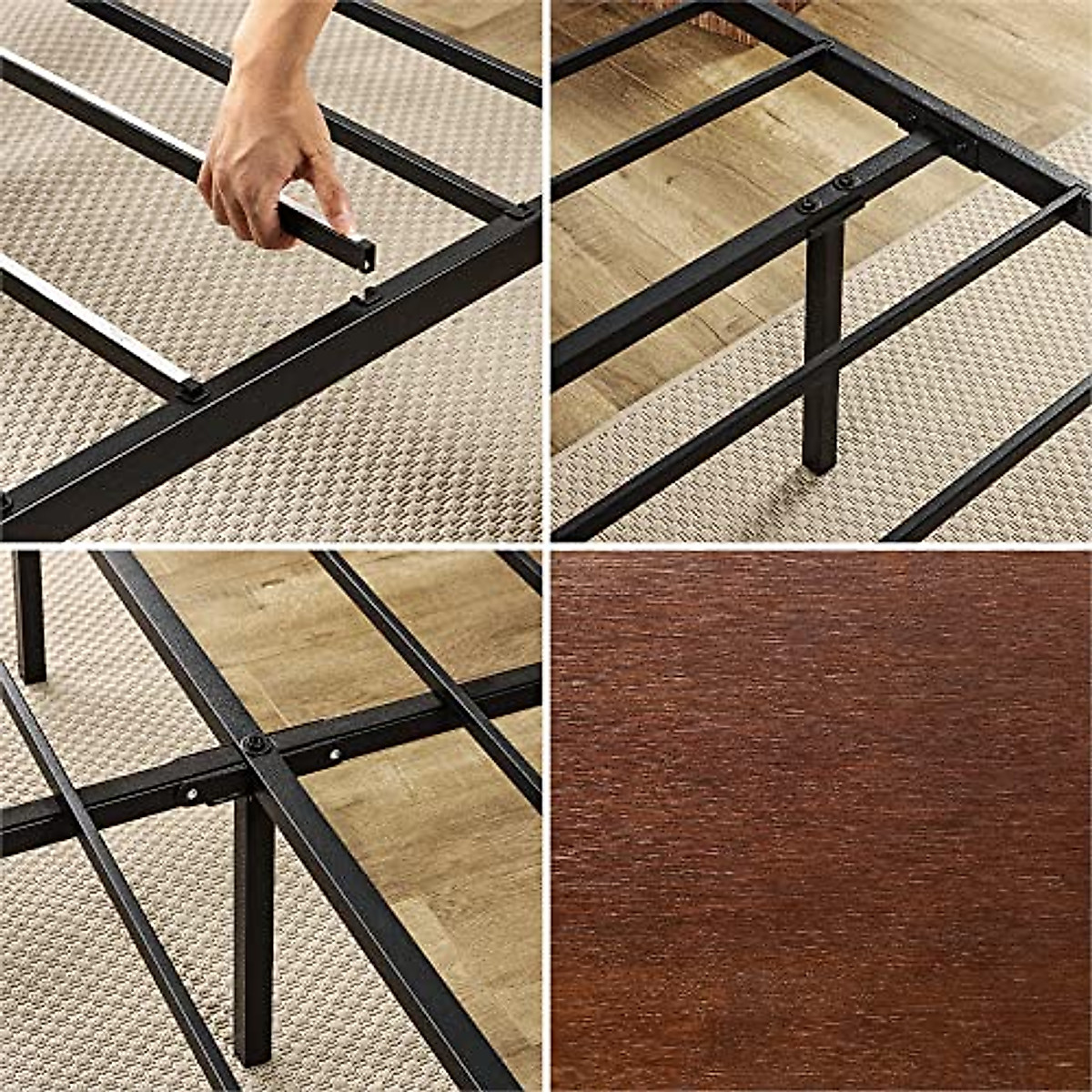 ZINUS Tucker Bamboo and Metal Platform Bed Frame / Bed Frame Made with Sustainable Bamboo / Steel Slat Mattress Support with No Box Spring Needed / Easy Assembly, Queen