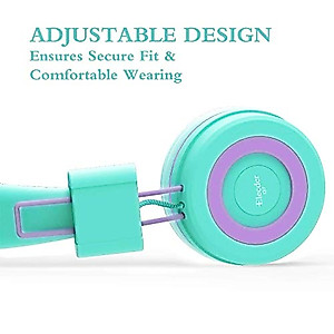 ELECDER i37 Kids Headphones Children Girls Boys Teens Foldable Adjustable On Ear Headphones 3.5mm Jack Compatible Cellphones Computer MP3/4 Kindle School Tablet Green/Purple