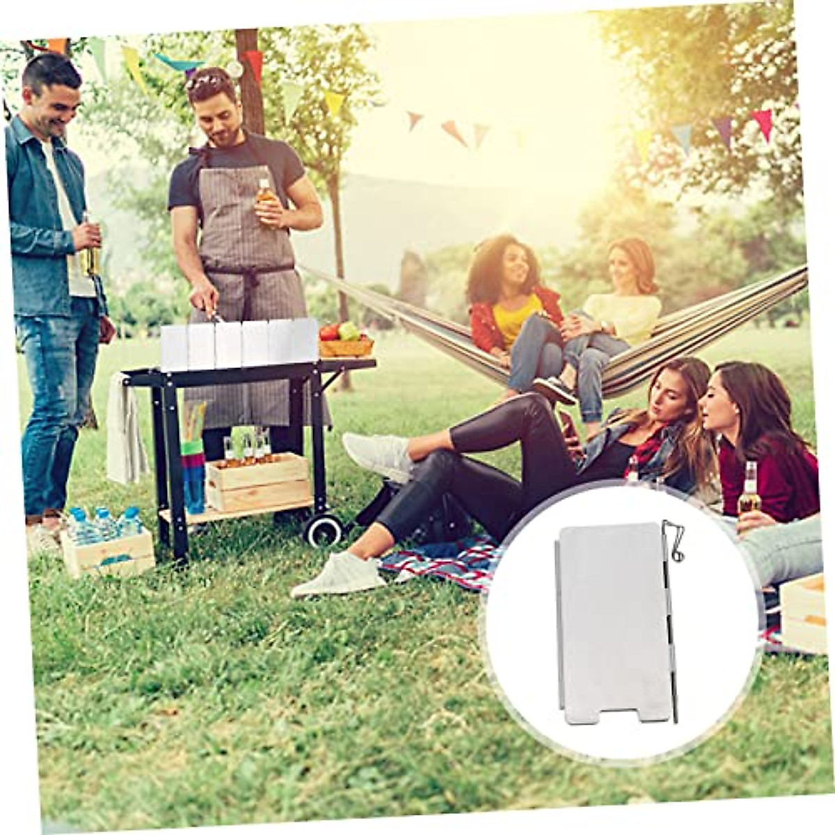 Mobestech 3 Sets Stove Windshield Bbq Grill Portable Bbq Grill Mini Portable Outdoor Gas Stove Outdoor Folding Windshield Outdoor Stove Windshield Portable Camping Stove Aluminum Alloy Light