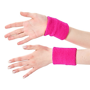 Mallofusa 10 Pack Sports Wristband Sweatband Gym Yoga Wrist Support Sweatband Cotton Wrist Wraps