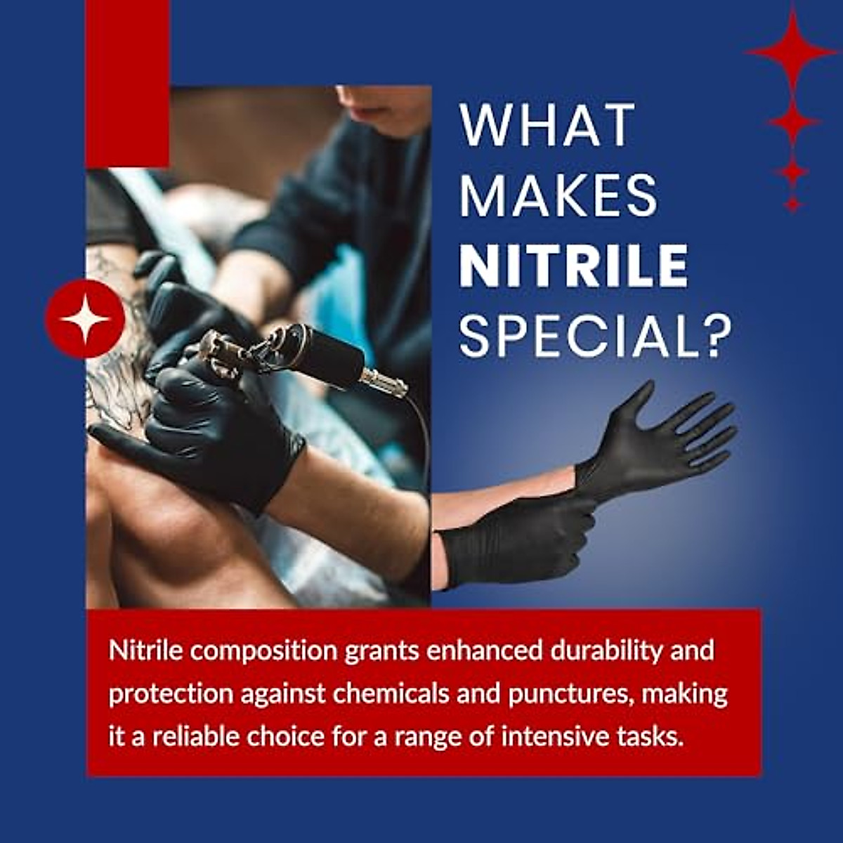 PENTAGON SAFETY EQUIPMENT Industrial Black Nitrile Gloves, Heavy Duty Disposable Gloves, Sizes (M-2XL)