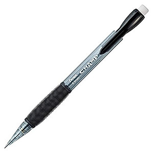 Pentel Champ Pencil, Automatic Pencil, 0.5mm Lead Size, Black Barrel, Box of 12 (AL15A)