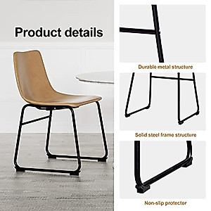 Forevich Kitchen Dining Chairs Faux Leather Modern Upholstered Counter Stools with Metal Legs Comfortable Dining Room Dining Style Set of 2