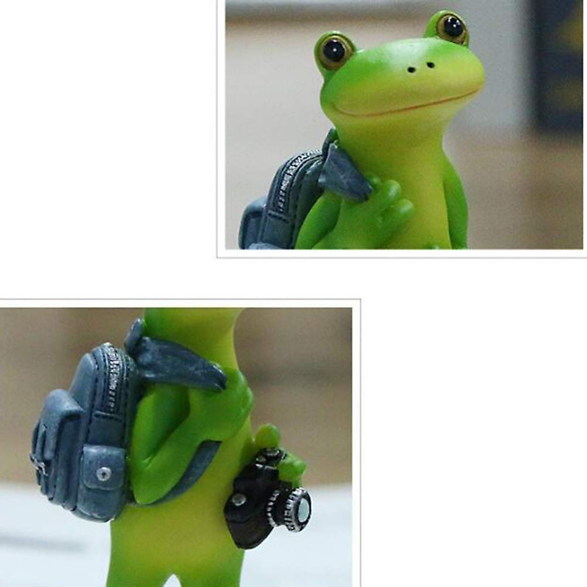 HEALLILY Frog Figurines Frog Garden Statue Meditating Frog Miniature Resin Animal Sculpture for Micro Landscape Fairy Garden Decoration (Travel Frog)