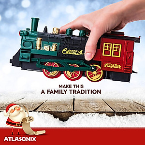 Christmas Train Set for Under The Tree with Lights, and Sounds - Holiday Train Around Christmas Tree w/Large Tracks | Battery Operated Electric Train Set with 160 Inches of Track and 2 Xmas Elves