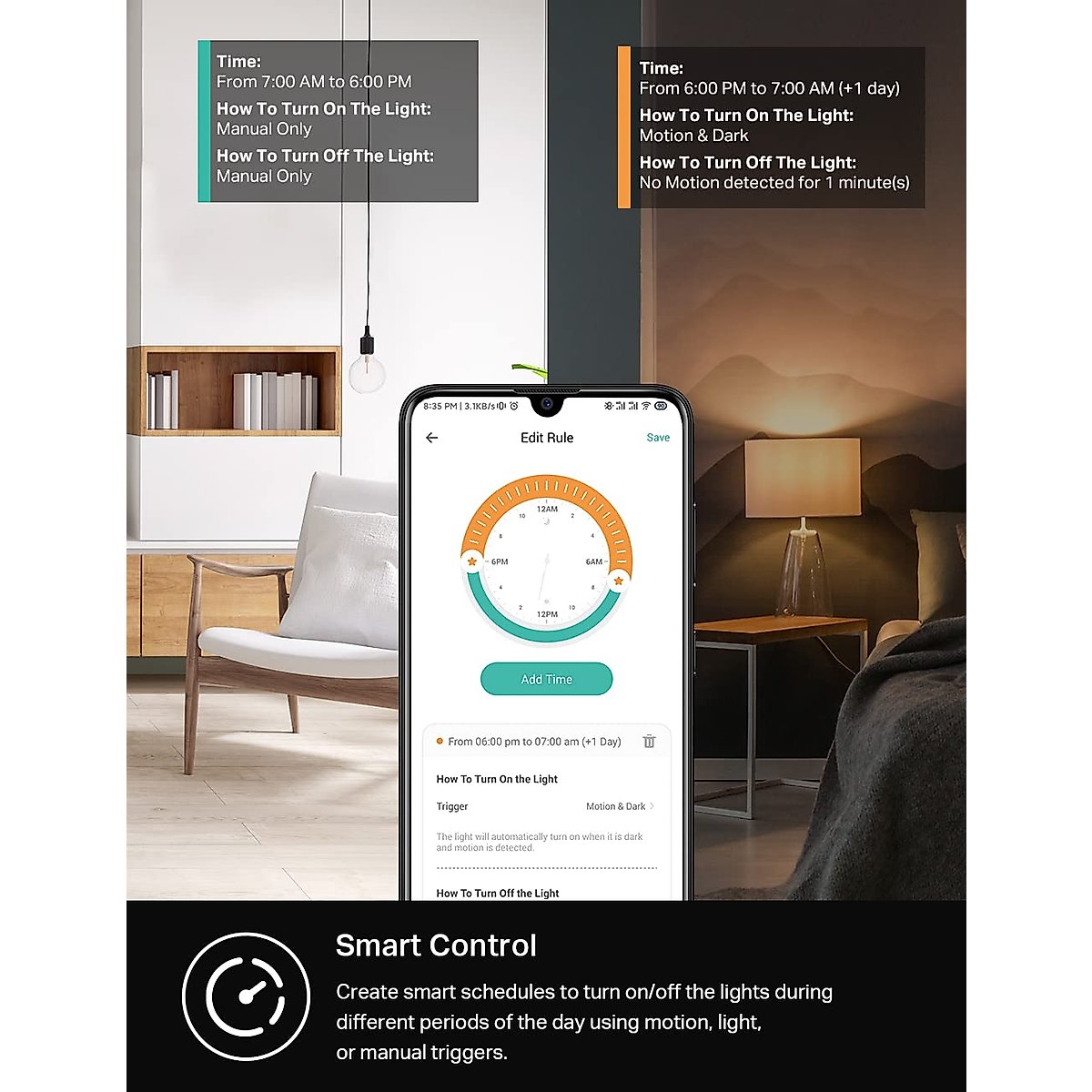Kasa Smart WiFi Motion Sensor Switch, Single Pole, Needs Neutral Wire, 2.4GHz Wi-Fi Light Switch, Compatible with Alexa & Google Home, UL Certified, No Hub Required(KS200M),White,1-Pack