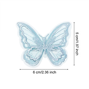 Butterfly Hair Clips Penta Angel 6Pcs Lace Embroidery Flower Butterfly Hair Bow Pins Wedding Hair Accessories for Women Halloween Party Decor (Light Blue)