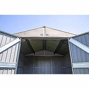 Arrow Shed Elite 14' x 16' Outdoor Lockable Gable Roof Steel Storage Shed Building, Cool Grey