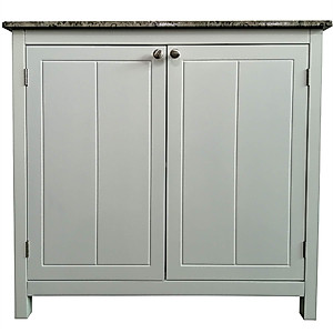 Kings Brand Furniture - Haber Marble Finish Top White Kitchen Island Storage Cabinet