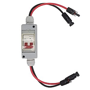 Miniature Circuit Breaker, MCB 2P DC 500V 32A DC Disconnect Switch Solar PV System Isolator with IP65 Distribution Box for Solar Panels Grid System (with Cable and PV Connector)