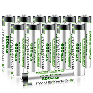 Dynpower NiMH AAA 600mAh Rechargeable Batteries 1.2V,Pre-Charged Triple A for Outdoor Solar Lights Garden Light and Household Devices, (Pack of 12)