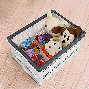 Teyyvn 4-Pack Collapsible Milk Crates, 15L Plastic Stackable Storage Bins Utility Folding Baskets