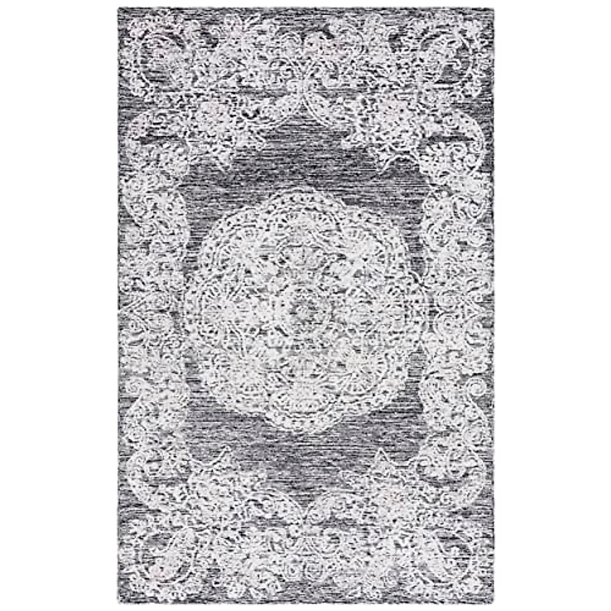 Safavieh Precious Collection Accent Rug - 3' x 5', Black & Ivory, Handmade Wool & Bamboo Silk, Ideal for High Traffic Areas in Entryway, Living Room, Bedroom (PRE303Z)