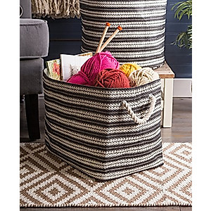 DII Woven Paper Storage Bin, Basketweave, Black & White, Medium