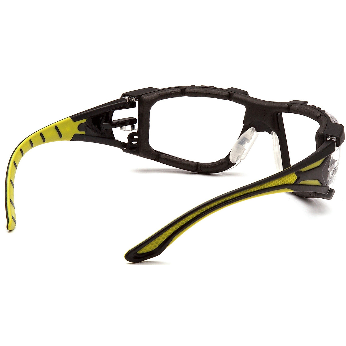 Pyramex Endeavor Plus Safety Glass Black/Green Frame With Foam Padding Clear H2MAX Anti-fog Lens