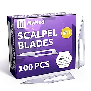 Pack of 100 Disposable Surgical Blades 11, Size 11 Scalpel Blades for Surgical Knife Scalpel, Dermaplaning Tool for Face Professional Dermablade Surgical Blades. 11 Blade, Sterile