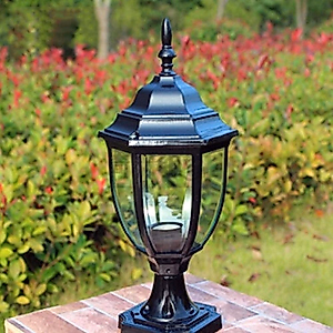 MODEBHD 38cm Antique Traditional Victoria Globe Glass E27 Garden Column Lamp European Retro Outdoor Waterproof Aluminum Post Light Courtyard Path Door Landscape Decorative Pillar Lights