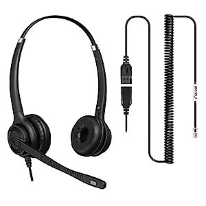Axtel Bundle Elite HDvoice Duo NC with AXC-04 Cable | Noise Cancellation - Compatible with Cisco 6900, 7800, 7900, 8800, 8900, 9900 Series Phones