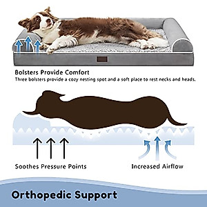 WESTERN HOME Orthopedic Dog Beds for Large Dogs, Foam Pet Sofa with Waterproof Lining, Removable Washable Cover and Nonskid Bottom, Dog Couch Bed for Comfortable Sleep