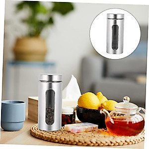 OKUMEYR 1Pc Glass Stainless Steel Airtight Storage Bottle for Kitchen Versatile Food Storage Container with Lid for Household Use for Storing Spices Snacks and More