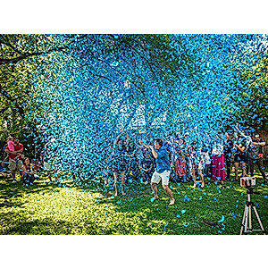 Gender Reveal Surprise Confetti Cannons, Set of 2, Blue for Baby Boy, 12 Inch, Biodegradable Confetti, Smoke-Free and Safe