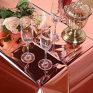 3 PCS Rose Gold Tablecloth, Rectangle Rose Gold Table Cloths for Parties, Metallic Tablecloths Plastic Pink Table Cover, Birthday Wedding Valentine's Day Bachelorette Party Supplies, 54 x 108 Inch