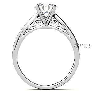 FACETS JEWELS Full White D Color 1.00 Carat Round Cut VVS1 Moissanite Diamond Solitaire ring Engagement And Wedding ring - 925 Sterling Silver Size 6.5