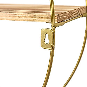 Asense Floating Shelves for Wall & Table, Wood Geometric Style Decor Shelf for Bathroom Bedroom Living Room Kitchen Office (Round, Golden)