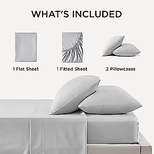 Bedsure Queen Sheets Grey - Polyester & Rayon Derived from Bamboo Cooling Bed Sheets, Deep Pockets Fits up to 16", Breathable, Wrinkle Free and Soft Queen Sheet & Pillowcase Sets