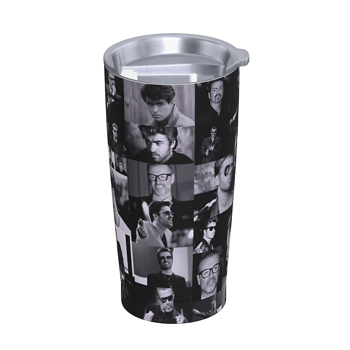 DFAGGQL George Music Michael Stainless Steel Insulated Tumbler Coffee Mug Water Cup Vacuum Bottle with Straw and Lid 20 oz