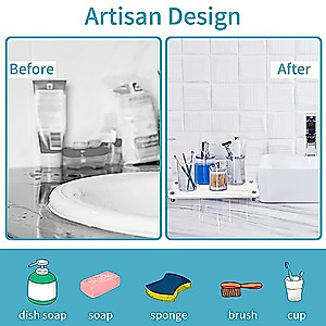 Owntow Instant Dry Sink Organizer, Water Absorbing Stone Fast Drying Sink Caddy, Diatomaceous Earth Sink Tray Stone with Stainless Steel Feet, Modern Home Stone Tray for Bathroom/Kitchen