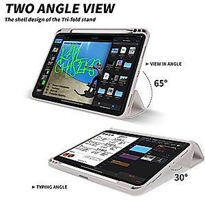 Aoub iPad Air 5th Generation 2022 / iPad Air 4th Generation 2020 10.9-inch Case with Pencil Holder, Slim Trifold Stand with Soft TPU Back Cover, Auto Sleep/Wake, Gray