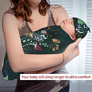 Belinyo Mushroom Newborn Swaddle Sleeping Bag Baby Receiving Blanket with Beanie Hat Infant Swaddle for Girls Boys, One Size